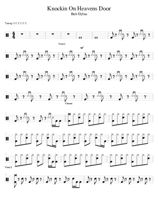 Bob Dylan - Knocking On Heaven´s Door - Sheet Music For Drums