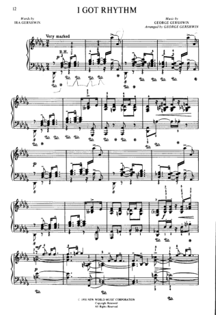 George Gershwin - I Got Rhythm - Sheet Music For Piano