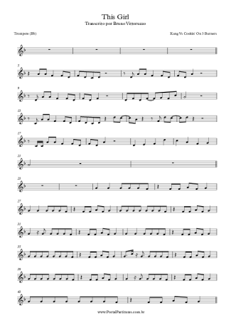 Kungs vs. Cookin´ on 3 Burners - This Girl - Sheet Music For Trumpet