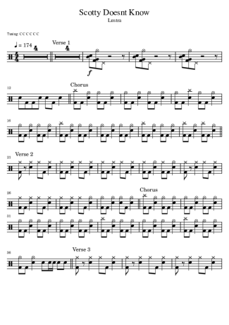 Lustra - Scotty Doesn´t Know - Sheet Music For Drums