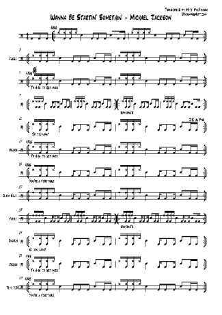 Michael Jackson - Wanna Be Startin’ Somethin’ - Sheet Music For Drums