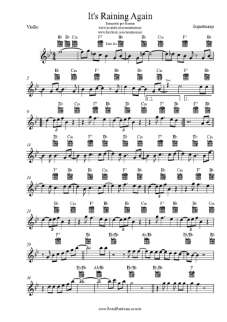 Supertramp - It´s Raining Again - Sheet Music For Acoustic Guitar