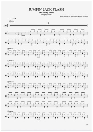 The Rolling Stones - Jumpin´ Jack Flash - Sheet Music For Drums