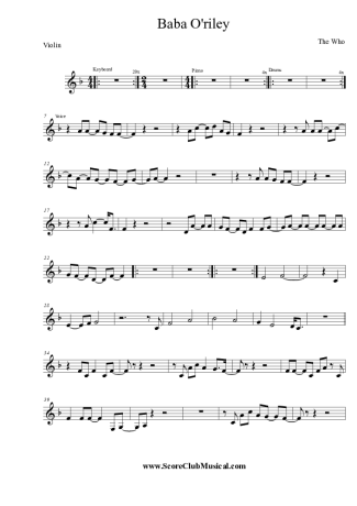 The Who - Baba O´Riley - Sheet Music For Violin