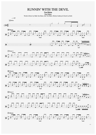 Van Halen - Runnin´ With The Devil - Sheet Music For Drums
