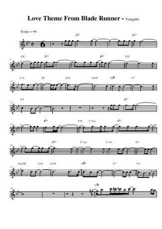 Vangelis - Love´s Theme From Blade Runner - Sheet Music For Alto Saxophone