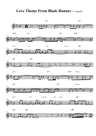 Vangelis - Love´s Theme From Blade Runner - Sheet Music For Clarinet (Bb)